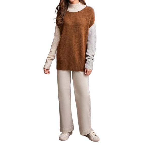 Tribal | Sweaters | New Tribal Mock Neck Colorblock Sweater In ...
